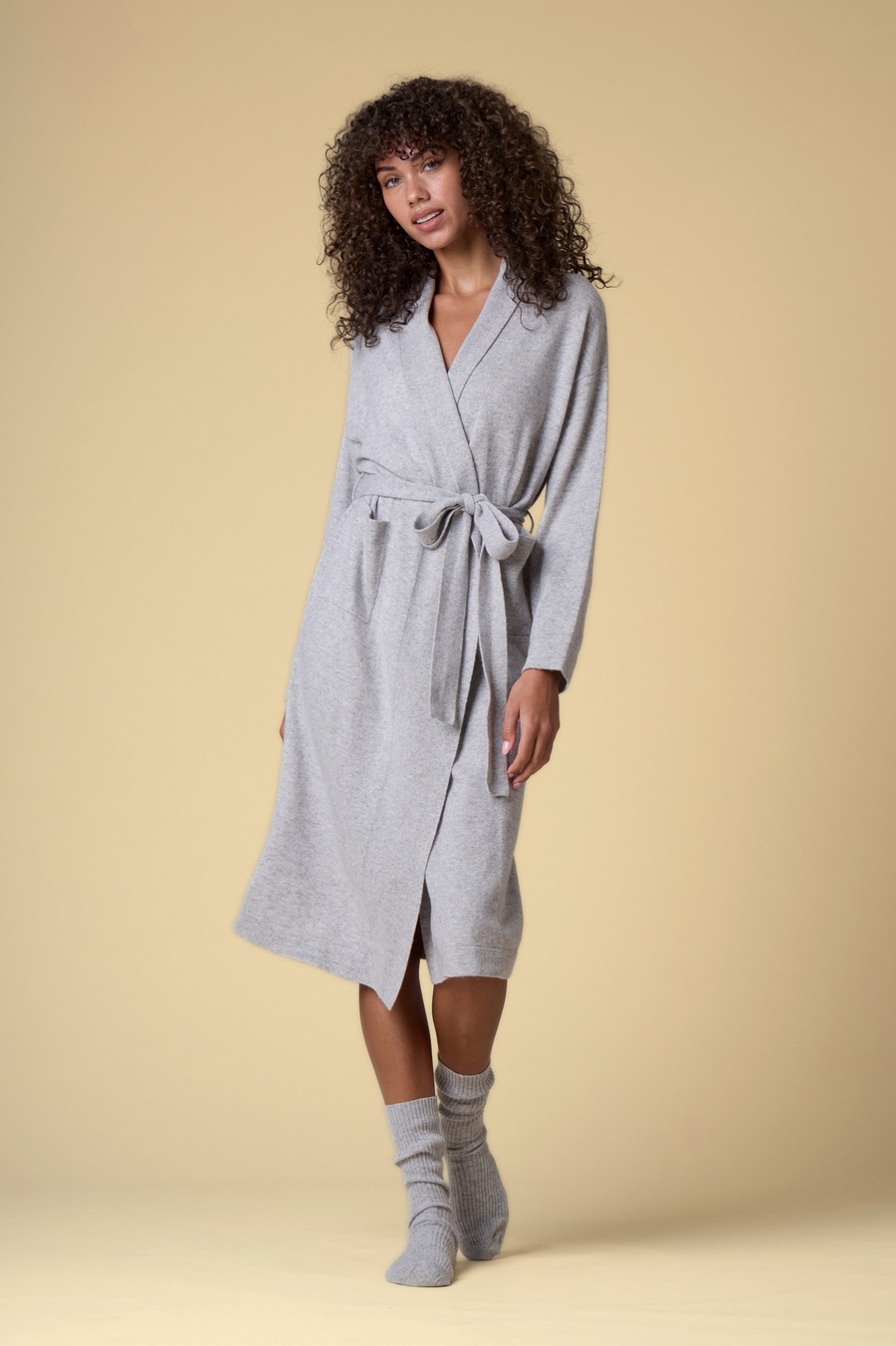 Pure Cashmere Long Robe in Dove Grey – KIP
